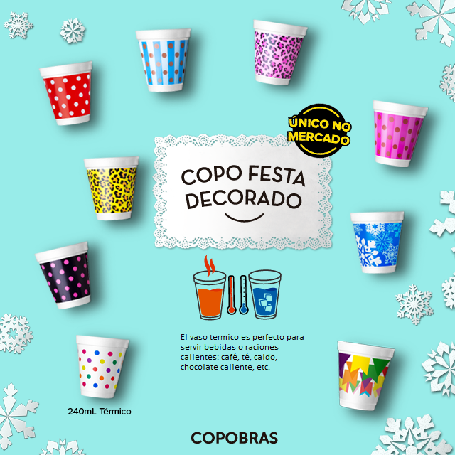 VASOS TERMICOS COPOBRAS 240ML X 20 UNID - Hiperfiesta