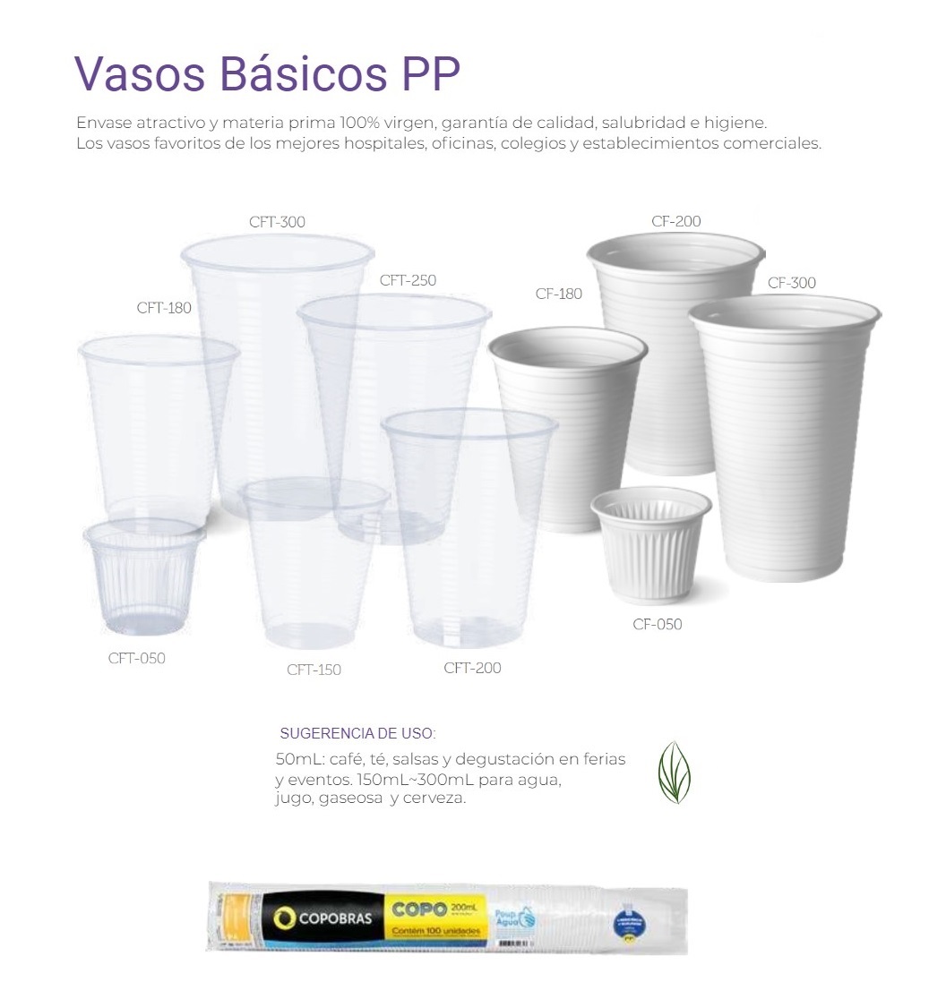 VASOS COPOBRAS LINEA BASICOS 50ML, 80ML, 110ML, 180ML, 200ML, 250ML Y ...