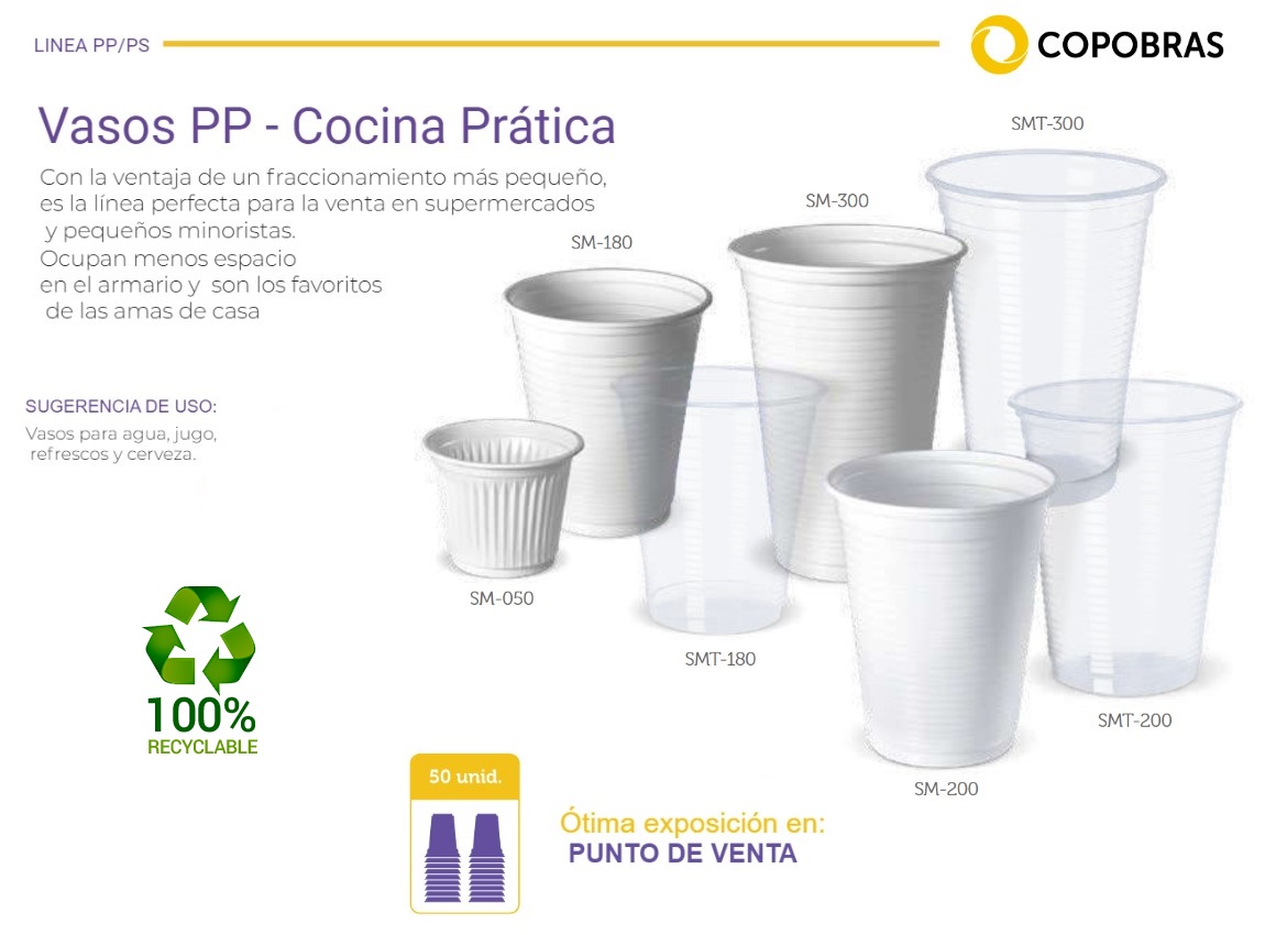 VASOS COPOBRAS LINEA COCINA PRACTICA 300ML, 200ML, 180ML Y 50ML ...