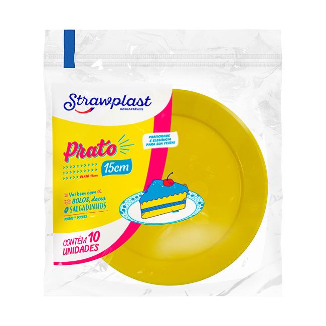 PLATO DE FIESTA STRAWPLAST REDONDO 15CM X 10 UNIDADES COLORES SURTIDOS ...