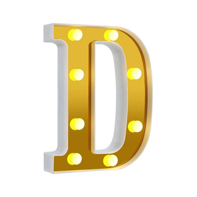 ADORNO LED LETRA D DORADO - Hiperfiesta