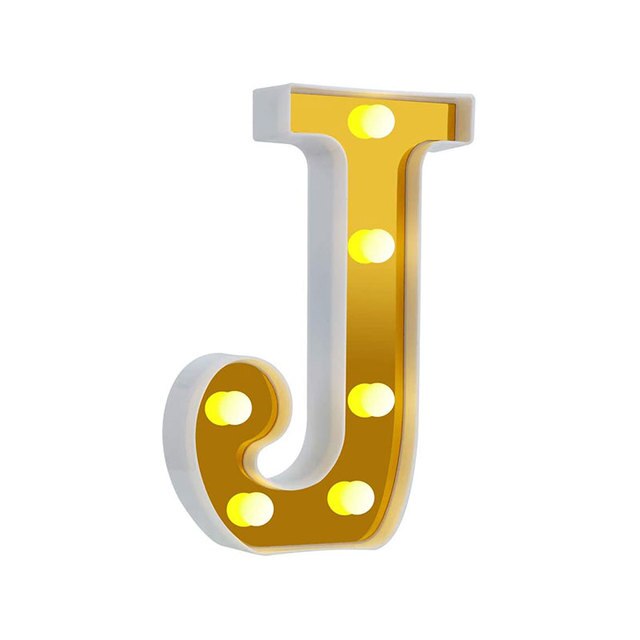 ADORNO LED LETRA J DORADO - Hiperfiesta