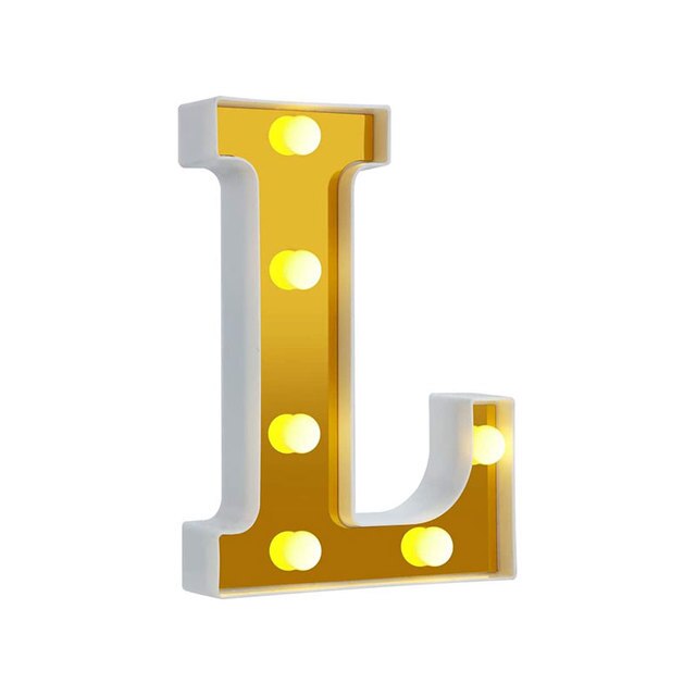 ADORNO LED LETRA L DORADO - Hiperfiesta