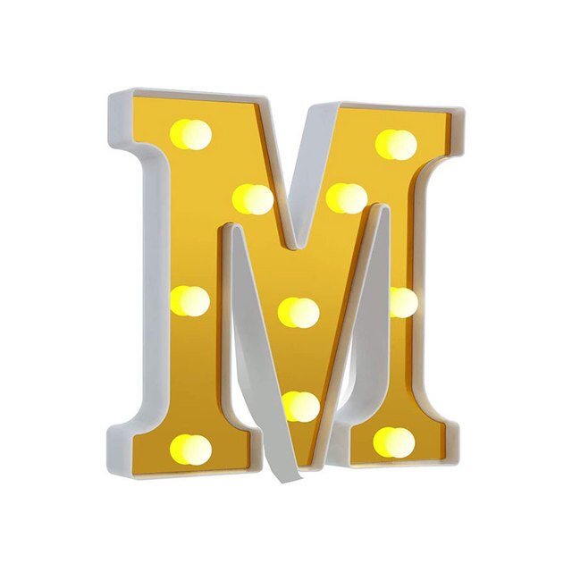 ADORNO LED LETRA M DORADO - Hiperfiesta