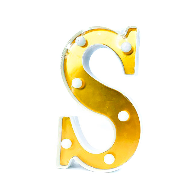 ADORNO LED LETRA S DORADO - Hiperfiesta